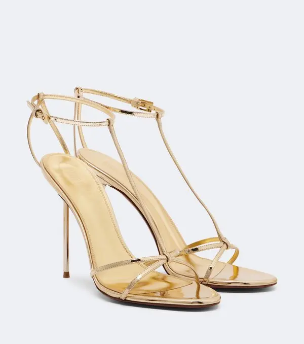 Paris Texas Metallic Patent Leather Sandals - Gold