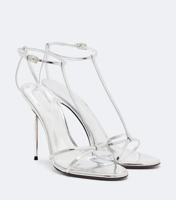 Paris Texas Metallic Patent Leather Sandals - Silver