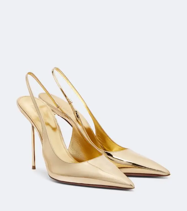 Paris Texas Lidia Metallic Leather Slingback Pumps - Gold