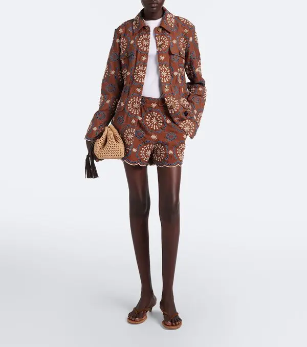 Veronica Beard Allen Broderie Anglaise Linen Shorts - Multicoloured