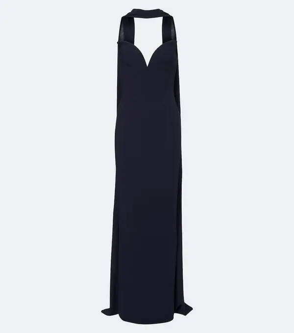 Roland Mouret Corset Gown With Scarf Detail - Blue