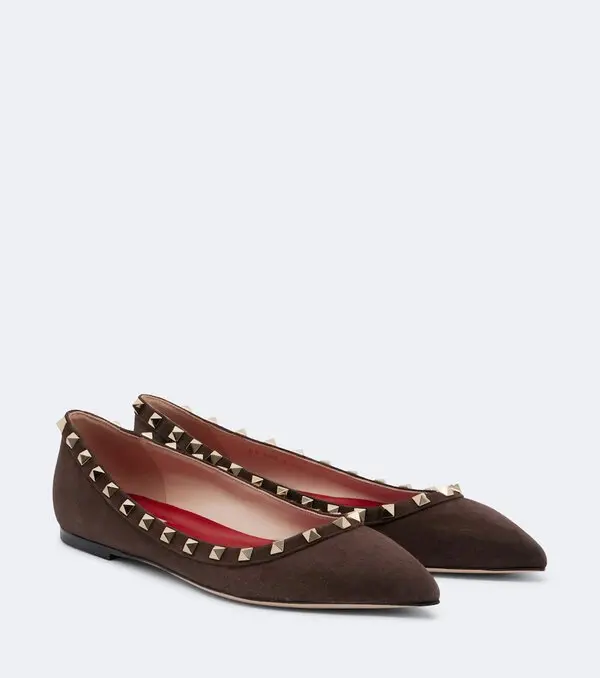 Valentino Garavani Suede Ballet Flats - Brown