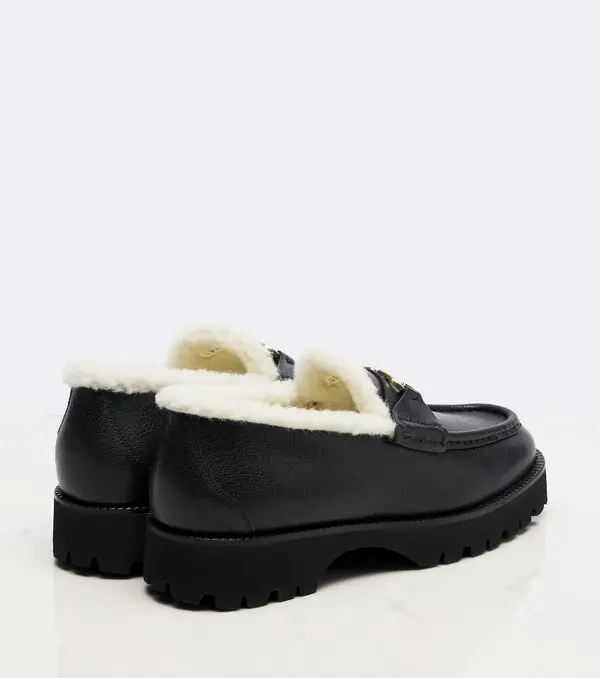 Valentino Garavani Vlogo Leather Loafers - Black