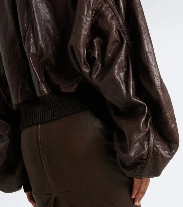 Rick Owens Secchia Leather Bomber Jacket - Brown