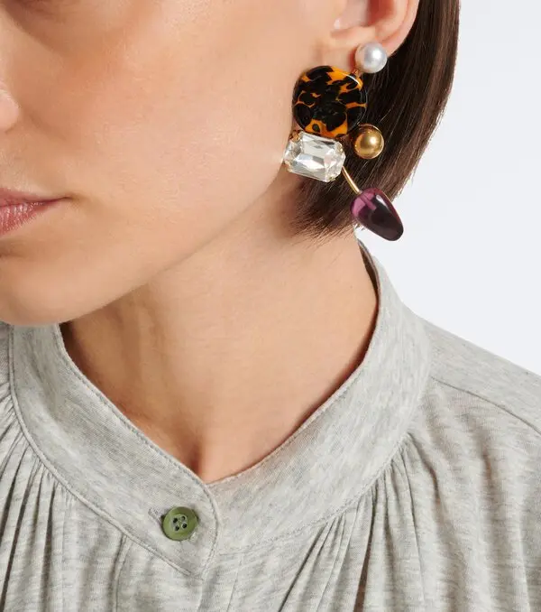 Dries Van Noten Embellished Drop Earrings - Multicoloured