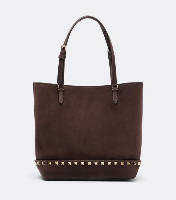 Valentino Garavani Rockstud Small Suede Top-handle Bag