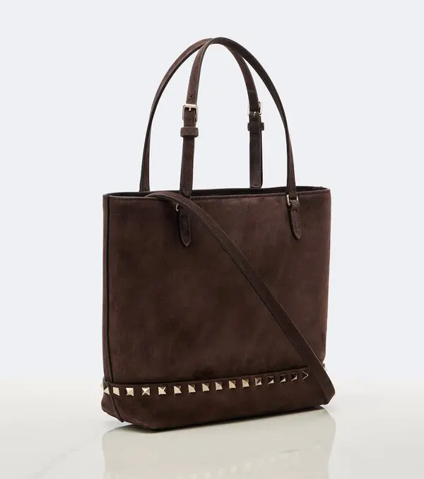 Valentino Garavani Rockstud Small Suede Top-handle Bag