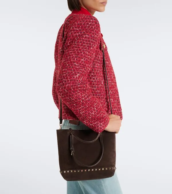Valentino Garavani Rockstud Small Suede Top-handle Bag