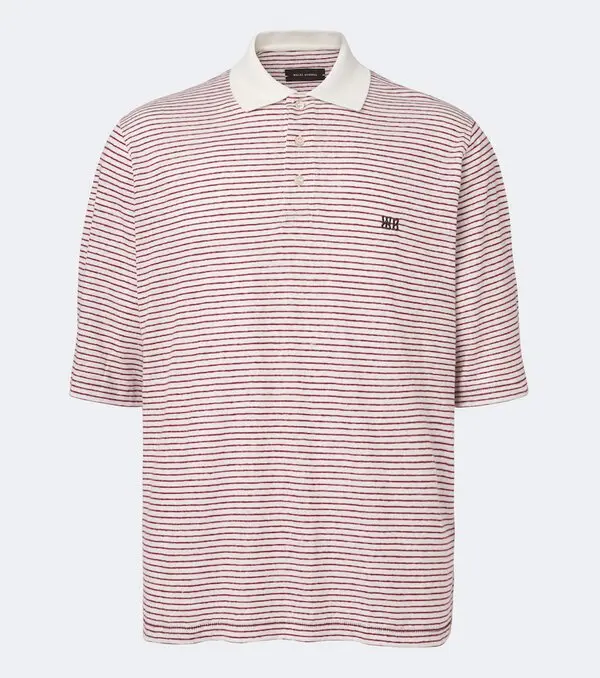 WALES BONNER Bask Striped Linen And Cotton Polo Shirt - White