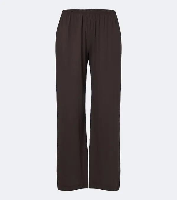 LESET Milo Cropped Cotton Wide-leg Pants - Brown