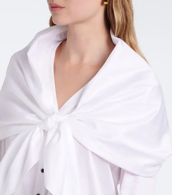 Tove Nia Cotton Poplin Shirt With Draped Bow Detail