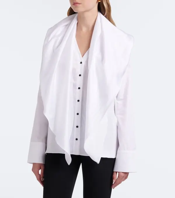Tove Nia Cotton Poplin Shirt With Draped Bow Detail