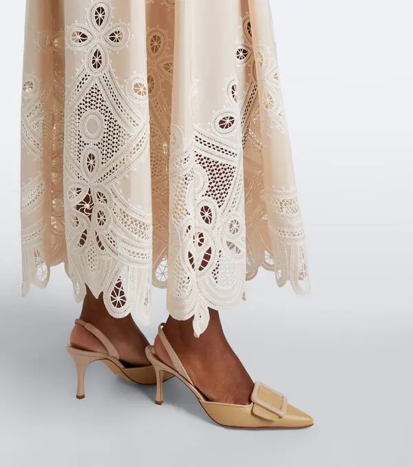 Elie Saab Belted Embroidered Midi Dress
