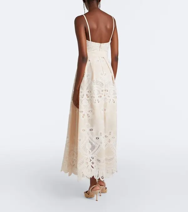 Elie Saab Belted Embroidered Midi Dress