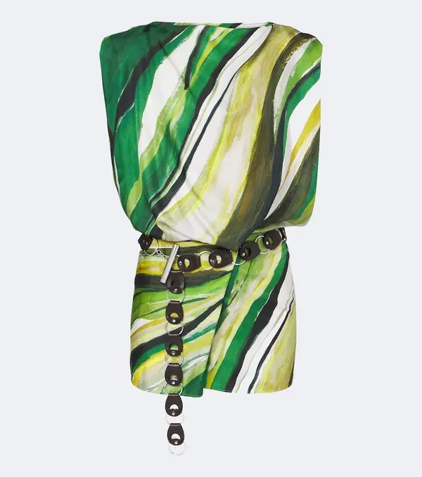 Christopher Esber Belted Printed Silk Minidress - Green