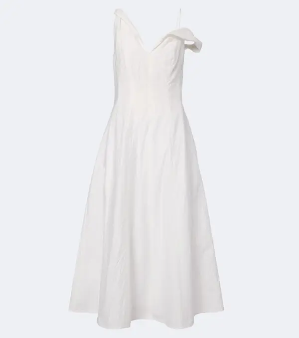 RÓHE Off-shoulder Cotton-blend Midi Dress - White