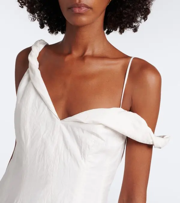 RÓHE Off-shoulder Cotton-blend Midi Dress - White