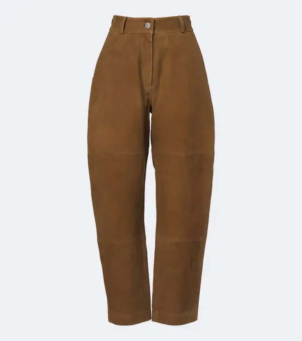 RÓHE Röhe Suede Barrel-leg Pants - Brown
