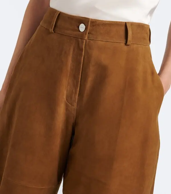 RÓHE Suede Barrel-leg Pants - Brown