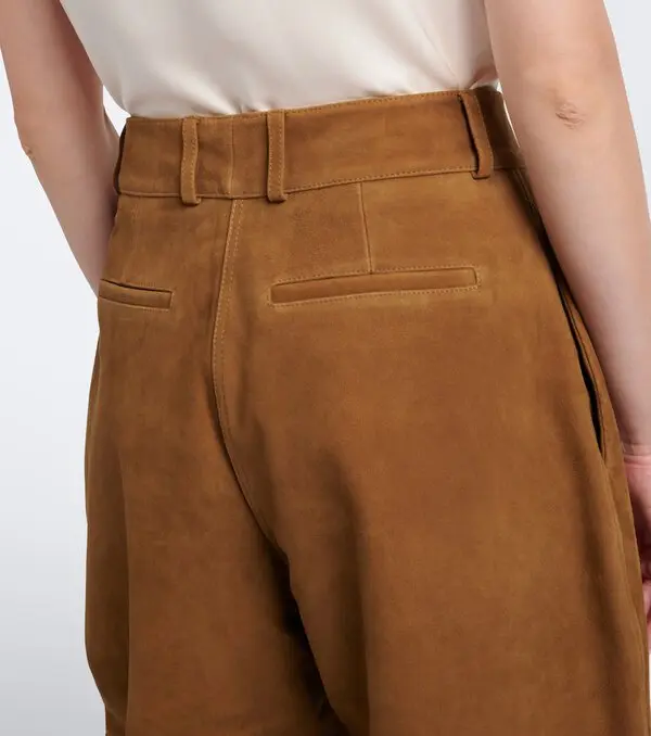 RÓHE Suede Barrel-leg Pants - Brown
