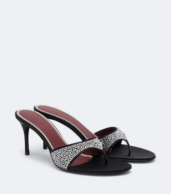 Magda Butrym Embellished Satin Thong Sandals - Black