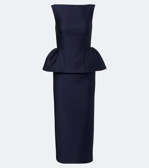 Roland Mouret Navy Peplum Taffeta Cocktail Dress - Blue