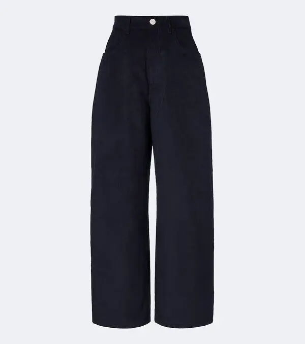 RÓHE Berber Cotton Corduroy Barrel-leg Pants - Blue