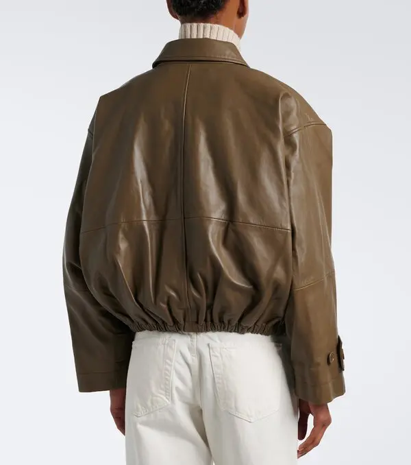 RÓHE Leather Blouson Jacket - Brown