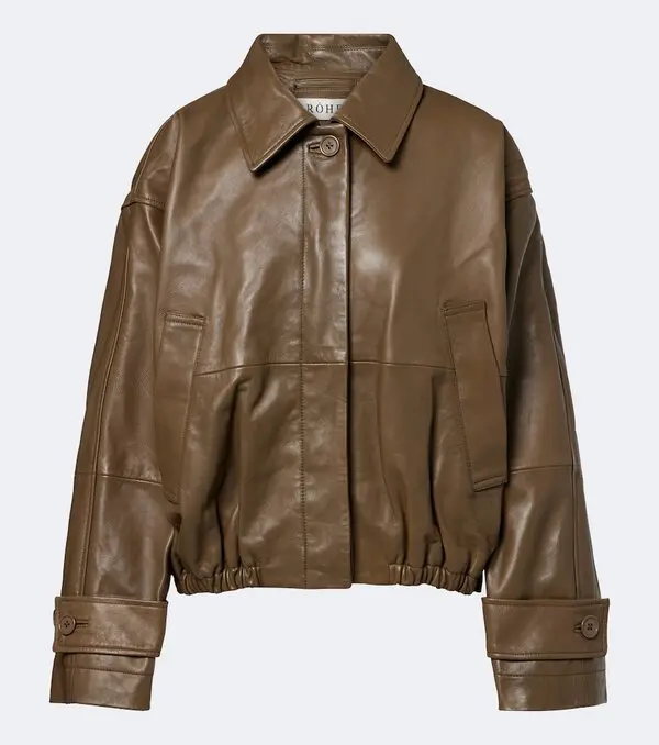 RÓHE Leather Blouson Jacket - Brown