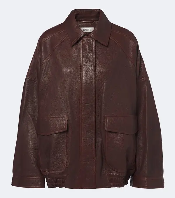 RÓHE Leather Blouson Jacket - Brown