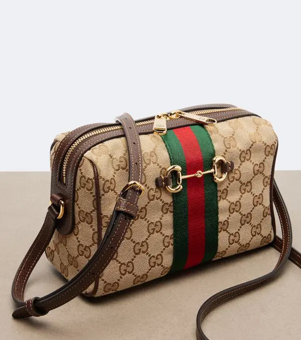 Gucci Horsebit Small Gg Canvas Camera Bag - Beige