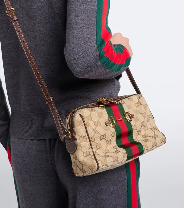 Gucci Horsebit Small Gg Canvas Camera Bag - Beige