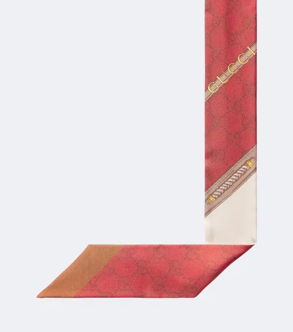 Gucci Gg Horsebit Silk Twill Scarf