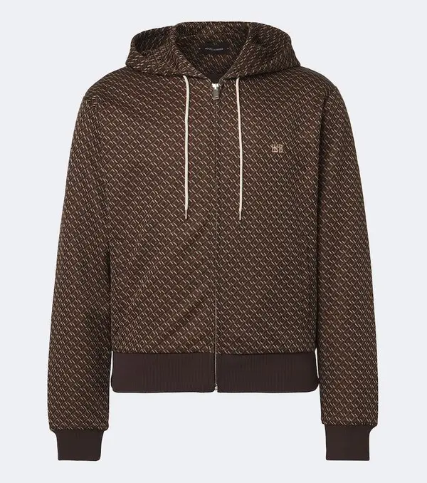 WALES BONNER Hooded Jacquard Track Jacket - Brown