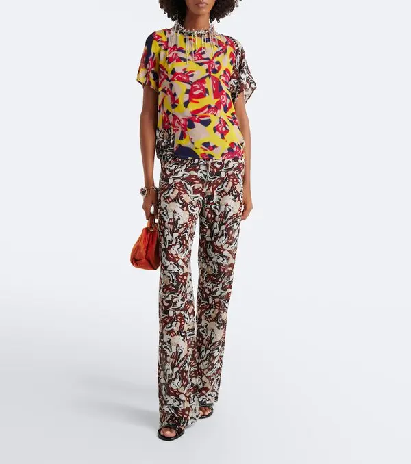 Dries Van Noten Printed Draped Top