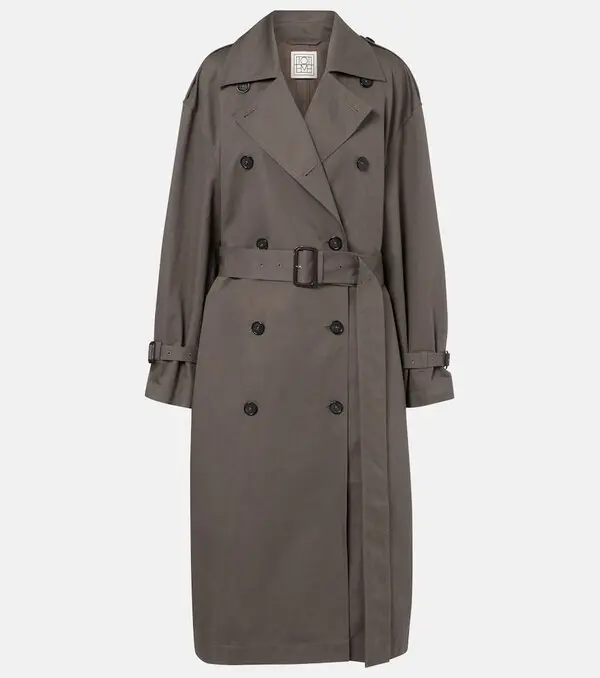 TOTEME Double-breasted Cotton-blend Trench Coat - Green