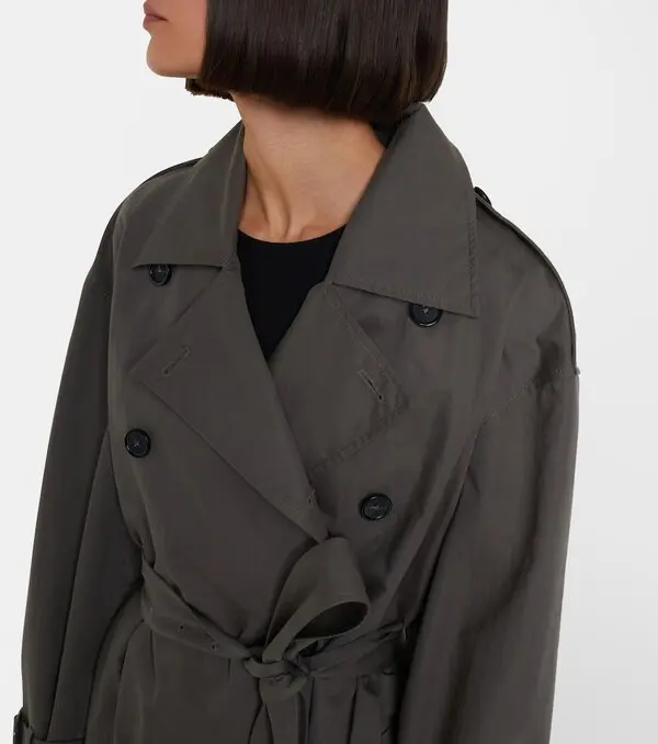 TOTEME Double-breasted Cotton-blend Trench Coat - Green