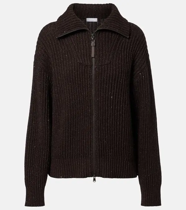 Brunello Cucinelli Monili Zip-up Sweater - Brown