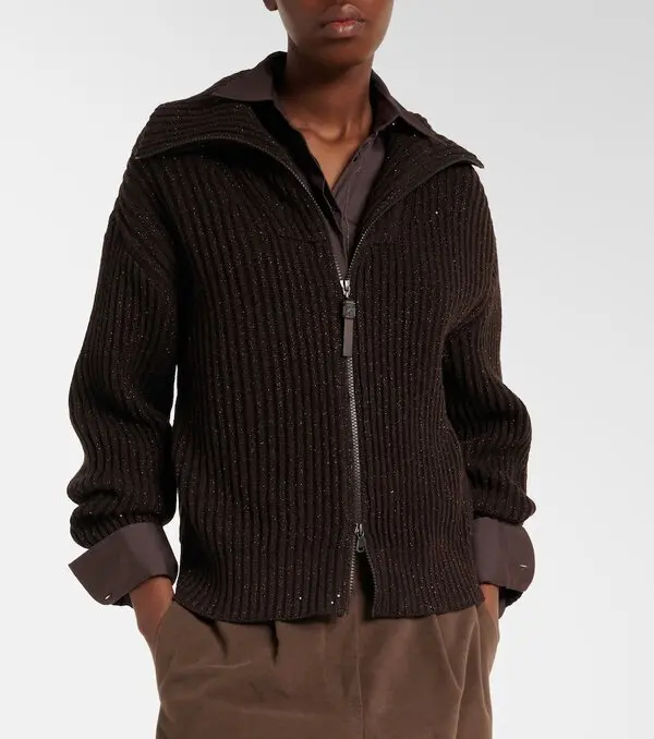Brunello Cucinelli Monili Zip-up Sweater