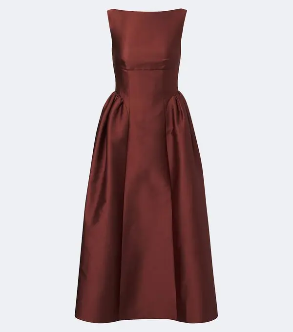 Roland Mouret Taffeta Midi Dress - Brown