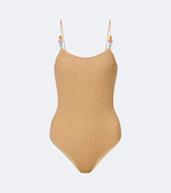 Oseree Lumière Beaded One-piece Swimsuit - Gold