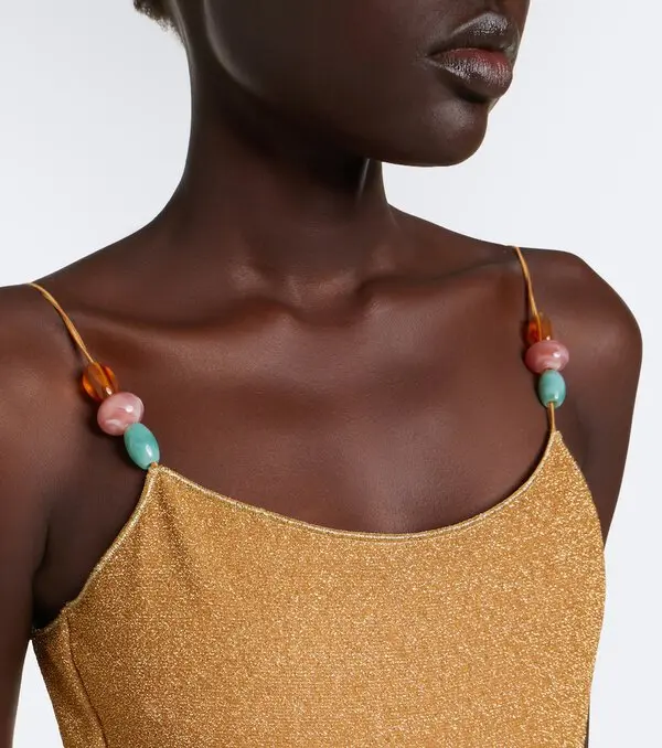 Oseree Lumière Beaded One-piece Swimsuit - Gold
