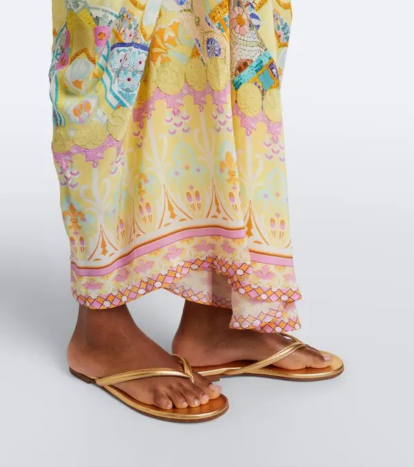 Camilla Embellished Draped Silk Kaftan