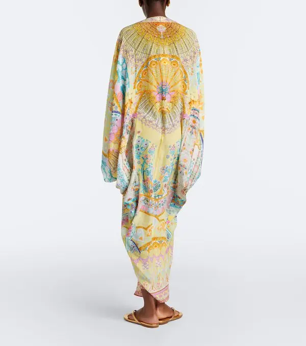 Camilla Embellished Draped Silk Kaftan