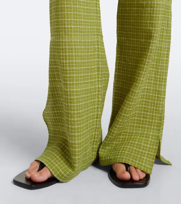 Asceno Loreto Checked Cotton Wide-leg Pants