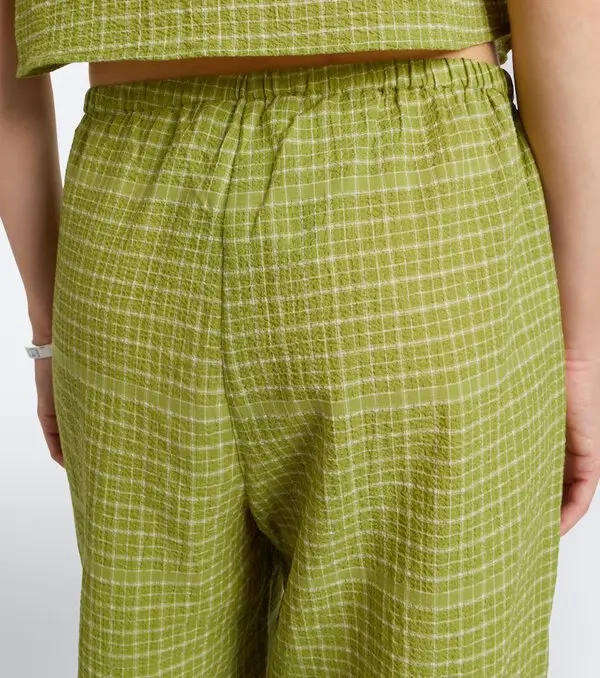 Asceno Loreto Checked Cotton Wide-leg Pants