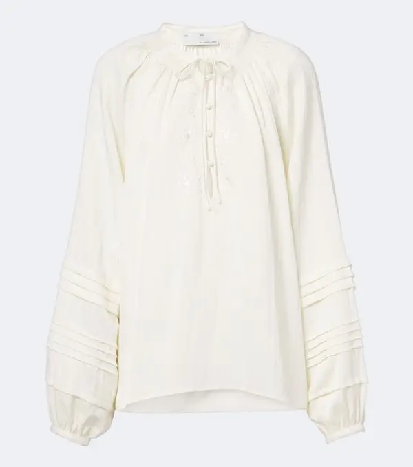 XU ZHI Oversized Embroidered Blouse - White