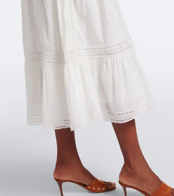 Ulla Johnson Isolde Embroidered Tiered Cotton Midi Dress