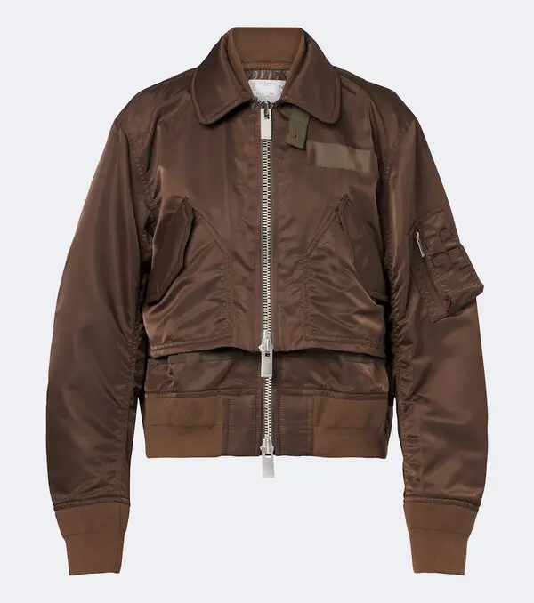 Sacai Layered Technical Bomber Jacket - Brown