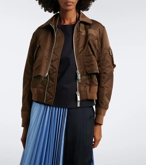 Sacai Layered Technical Bomber Jacket - Brown